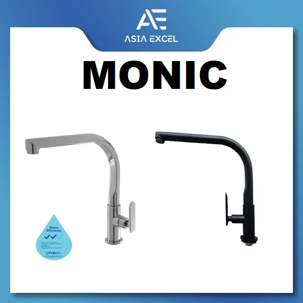 MONIC T-3DF | T-3DF-BK L SPOUT CHROME / MATT BLACK SINGLE LEVER KITCHEN ...