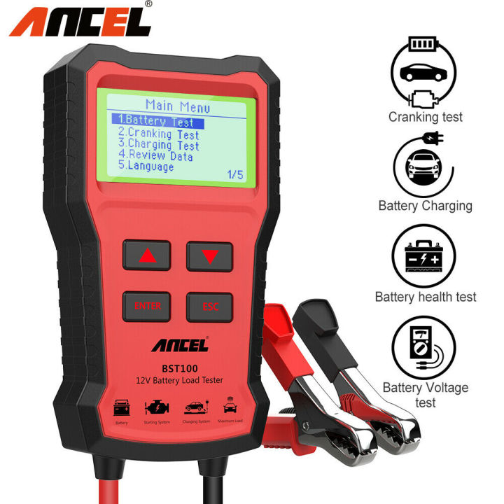 ANCEL BST100 Car Battery Tester Analyzer LCD Digital Tester 12V Battery ...