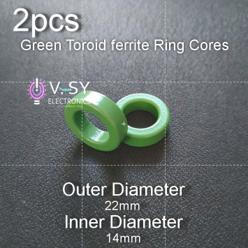 2pcs Green Toroid Ferrite Ring Cores Electrical Inductors 22mm Diameter ...