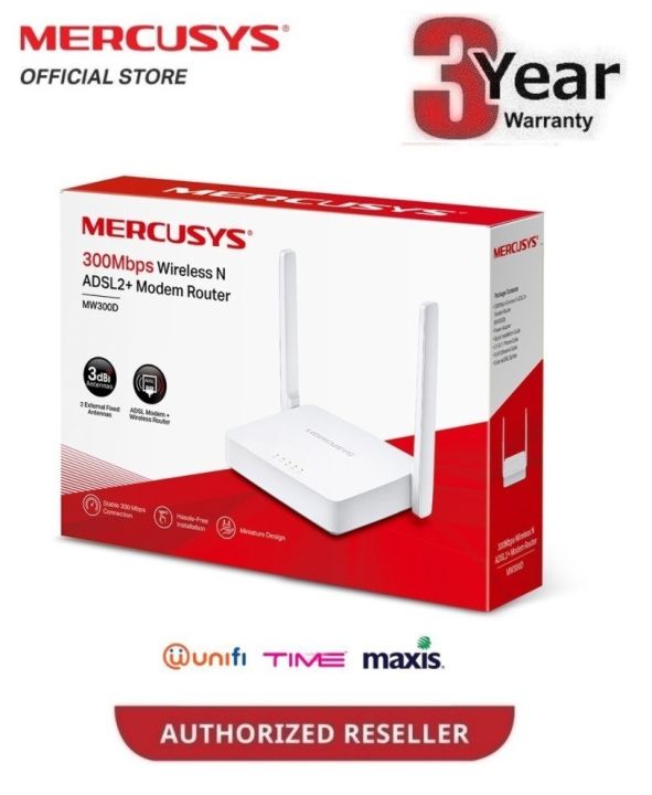 Mercusys Powered By TP-Link MW300D Wireless N300 ADSL Modem Router For ...