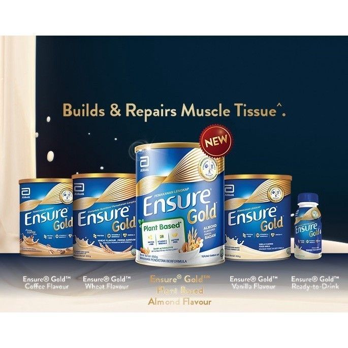 ENSURE Gold Coffee Vanila Wheat Almond Plant-Based 400g 800g Strength ...