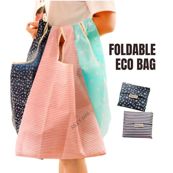 Riley MNL - Foldable Eco Bag | Bagcu Shopping Bags | Korean Shoulder Grocery Travel Tote ...