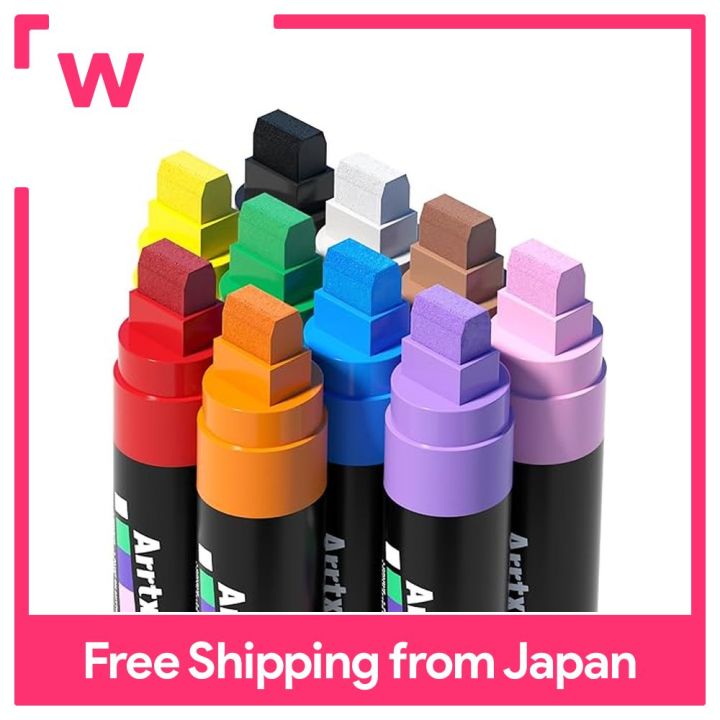 Arrtx Acrylic Paint Pens, 15mm Bold Square Core Acrylic Markers Water ...