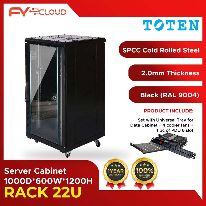 TOTEN Cabinet 22U Totem 19 inches Black ( RAL-9004 ) Data Server Rack ...