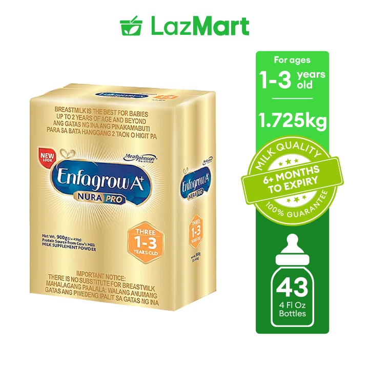 Enfagrow A+ Three Nurapro 1.725kg (1,725g) Milk Supplement Powder for 1-3 Years Old | Lazada PH