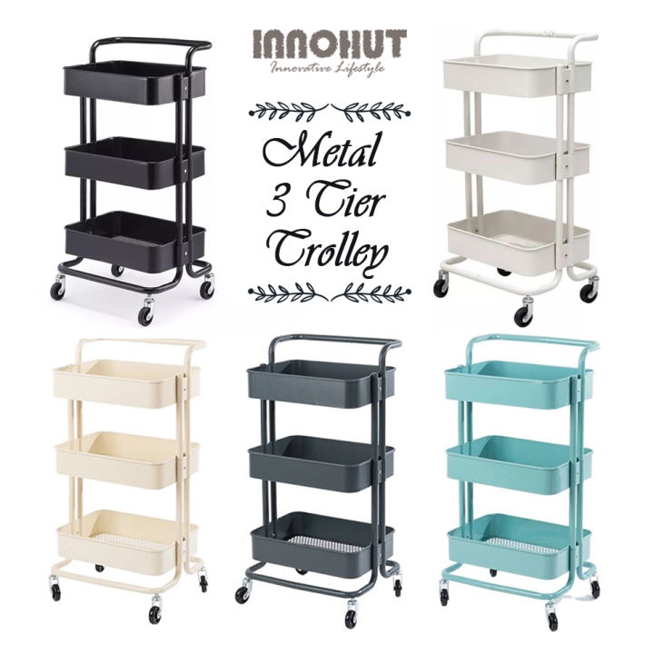3 Tier Wheel Trolley Rack Multi-functional Trolley Storage Rack with ...