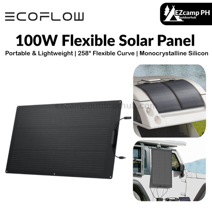 Ecoflow 100W Flexible Solar Panel Portable Lightweight IP68 Weatherproof Fast Charging With High ...