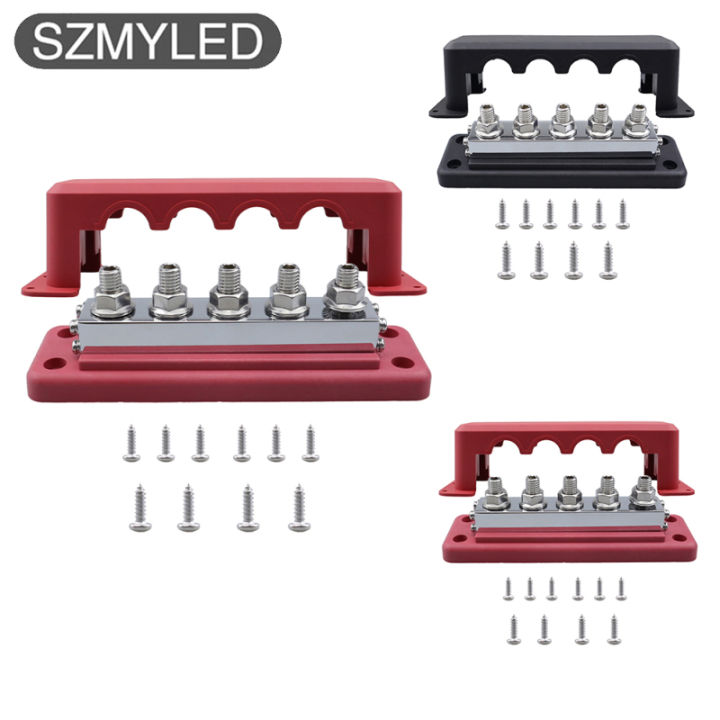 600A Bus Bar 12V Marine Power Distribution Block With Cover M10 5-Post ...