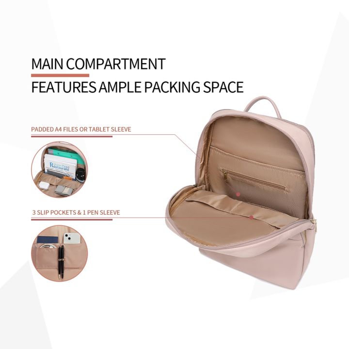 FULL DESIGN Backpack Nylon Waterproof 14 inch Laptop Bag Business Lady ...