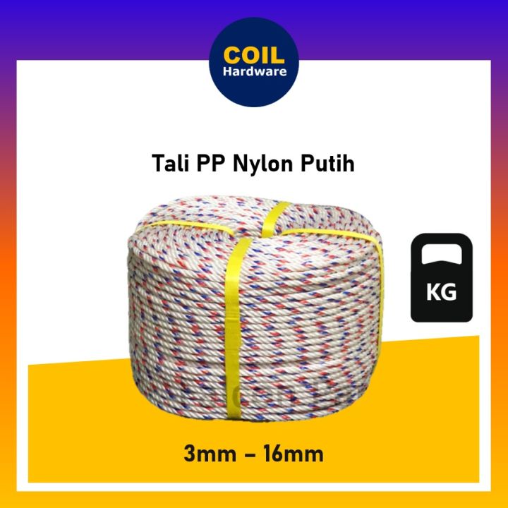 (1KG) 3mm - 16mm PP Rope | Polypropylene Rope | Tali Nylon PP Putih | Lazada