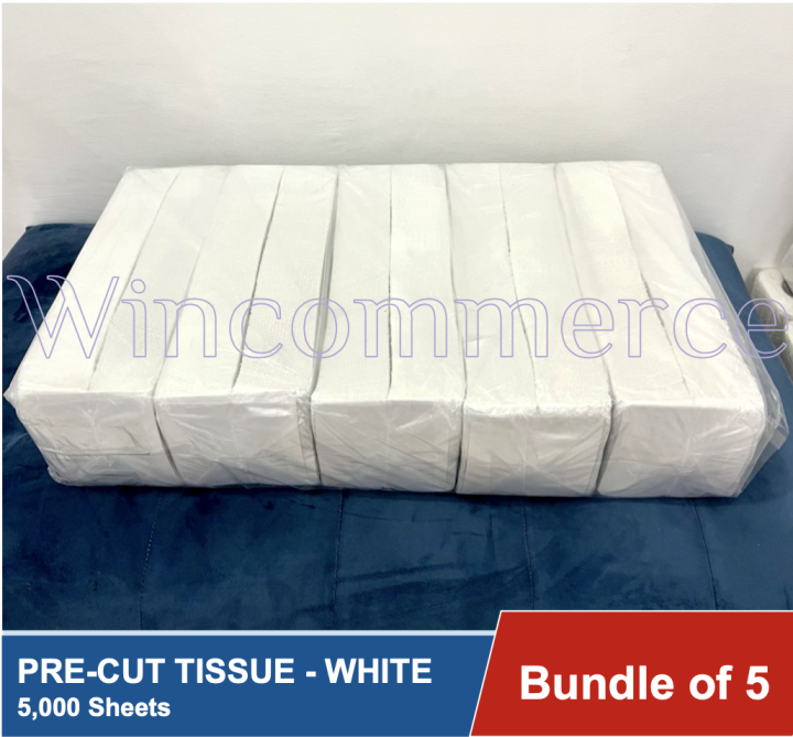 5,000 Sheets 5 BUNDLES Pre cut Table Napkin PURE PULP Precut Tissue ...