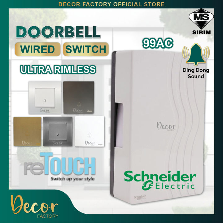 Schneider Doorbell 99AC Door Bell 240V Wiring Loceng Ding Dong Wired ...