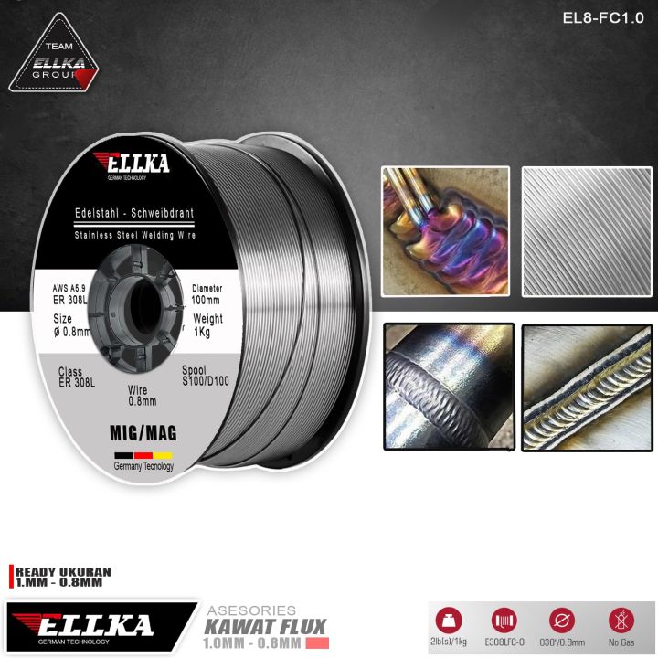 E71T-GS ELLKA X REDBO KAWAT LAS MIG 0.8 / 1.0 mm Kawat Las CO2 FLUX CORE WIRE | Lazada Indonesia