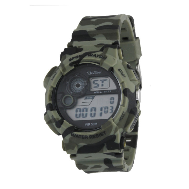 UniSilver TIME Men's Digital Green Camoufladge Rubber KW4407-1003 Watch ...
