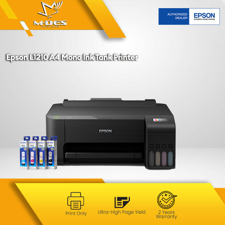 Epson L1210 Printer EcoTank Single Function A4 Color Refill Ink Tank ...