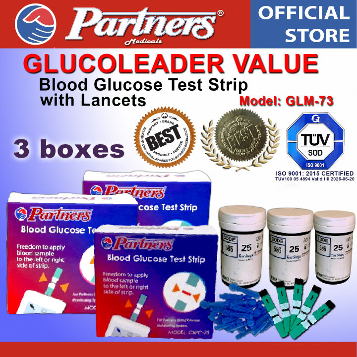 Partners GlucoLeader Value Blood Glucose Test Strip - 3 boxes | Lazada PH
