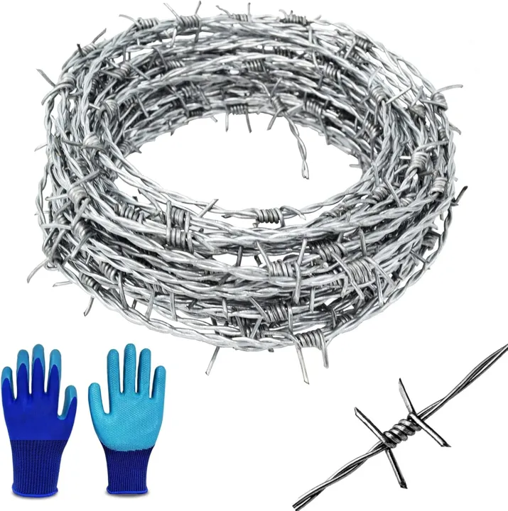 Barbed Wire 50 Ft, 4 Point Barbed Wire Fence, Hot-Dip Galvanized Barb ...