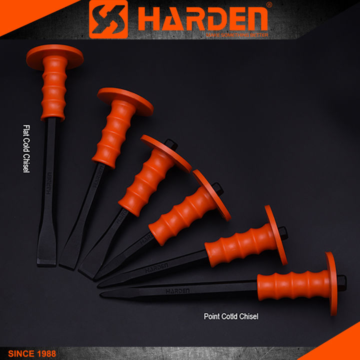 Harden 4 x 16-18 x 200mm-300mm Flat , Point Cold Chisel Dual Hand Guard ...
