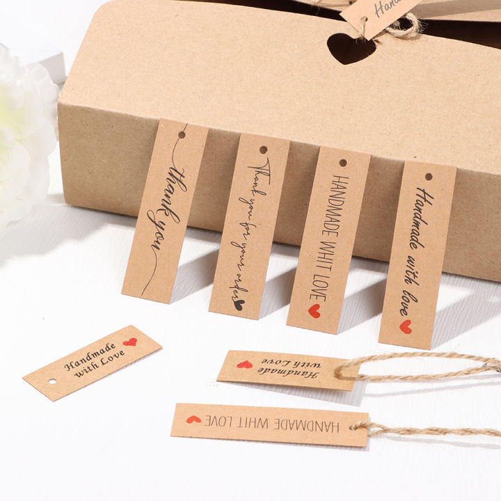 【COD&Ready Stock】50/100PCS 10M Strings Handmade With Love Kraft Paper ...