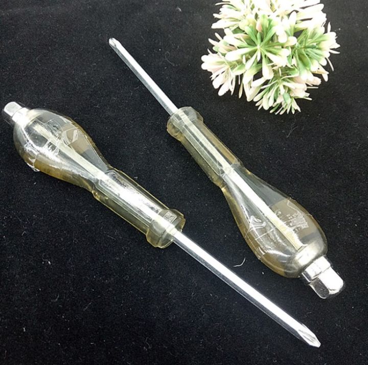 4 inch through the heart screwdriver transparent handle flat plum ...