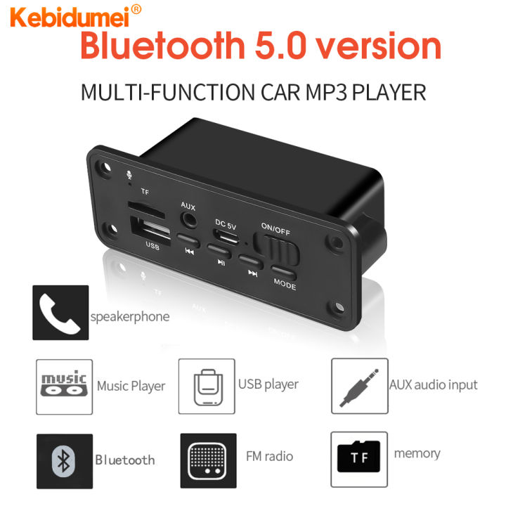 Kebidumei DC 5V MP3 Bluetooth WMA Decoder Board FM Receiver Audio ...