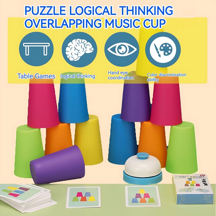 Speed Stacks Cups Double Battle Stacked Cup Game with Cards Montessori ...