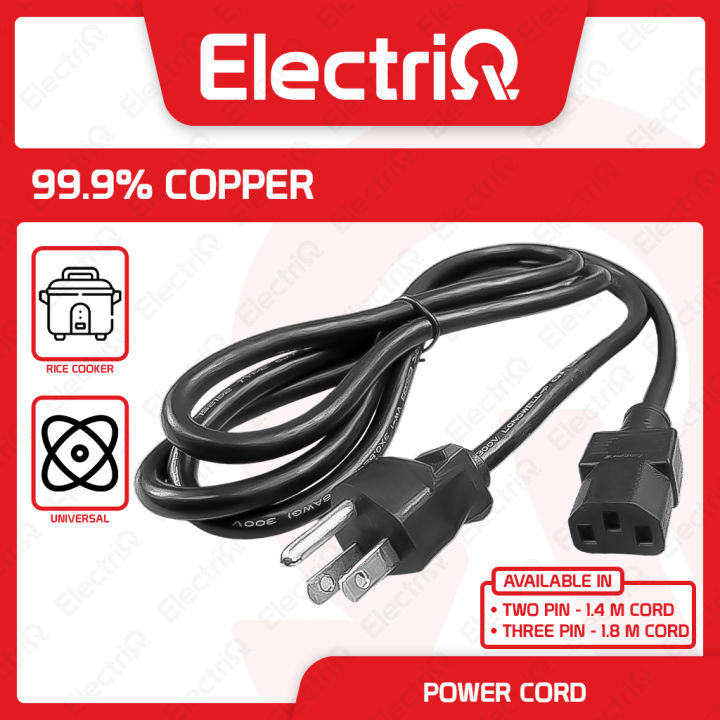 Electriq Round / Flat type Cord 2/3 Pin Power Cord Heavy Duty for ...