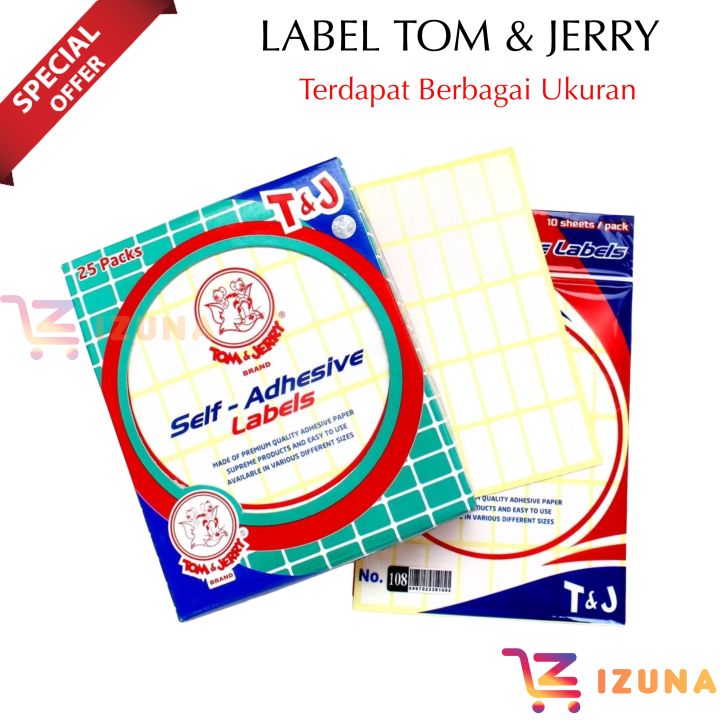 IZ - ATK025 TOM & JERRY LABEL STICKER PUTIH / LABEL TEMPEL / STICKER ...