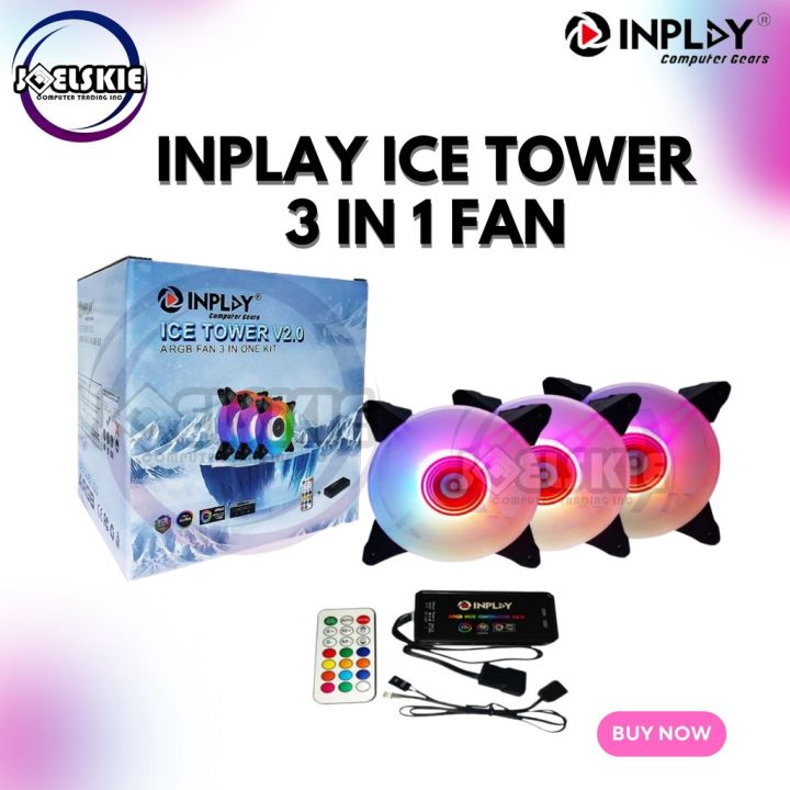 BEST- ARGB RGB V2 Inplay Ice Tower 3 in 1 kit / 3pcs Fan + Hub + Remote ...