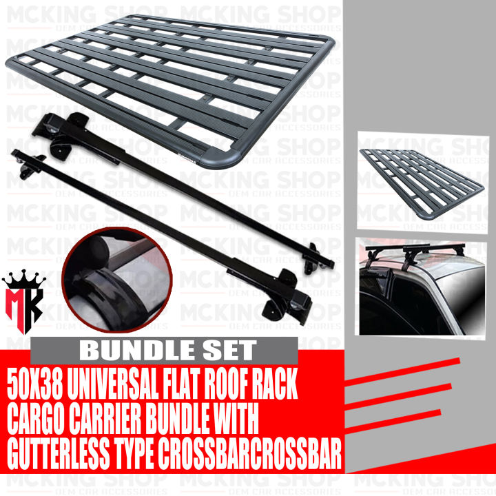 50X38 Universal Aluminum Flat Roof Rack Cargo Carrier Bundle with ...
