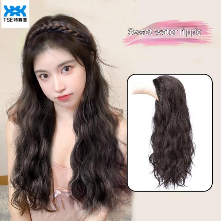 วิกผม Tse ผมยาวของผู้หญิงน่ารักและน่ารักถักเปียแป้งโดว์ทอดบิดวิกผมวง ...