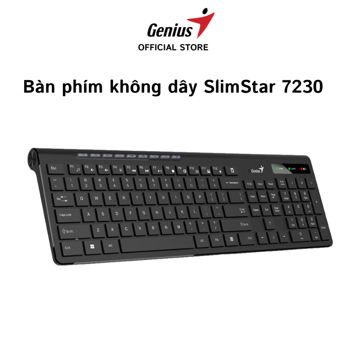 Bàn phím không dây Genius SlimStar 7230 màu đen full size, Pin AA, công ...