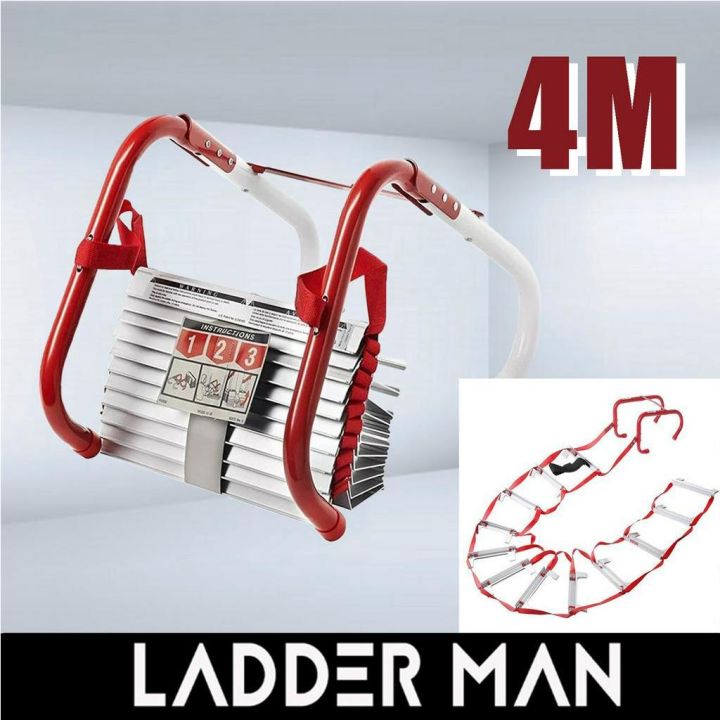 4M TWO STORY DOUBLE STOREY EMERGENCY FIRE ESCAPE LADDER ANTI-SLIP RUNGS ...