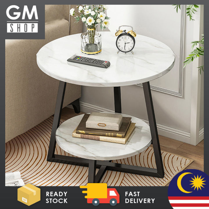 GMshop 50cm Double Layer Coffee Table Living Room Small Table Bedside ...