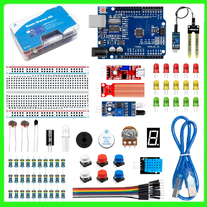 สำหรับ Arduino เริ่มต้นระบบพื้นฐานชุด Uno R3บอร์ด 830 Breadboard Set ...
