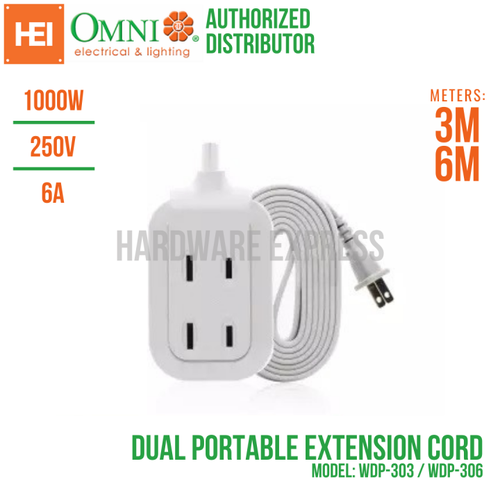 Omni Dual Portable Extension Cord Set 3m Or 6m Wdp 303 Wdp 306 Lazada Ph