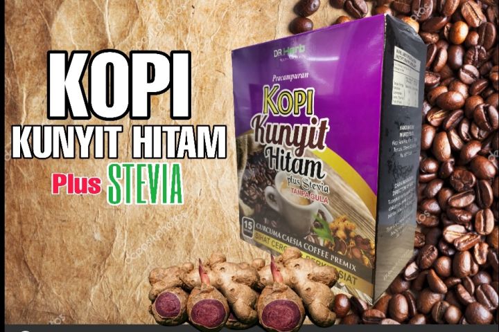 kopi kunyit hitam tanpa gula PLUS stevia Dr.herbs | Lazada
