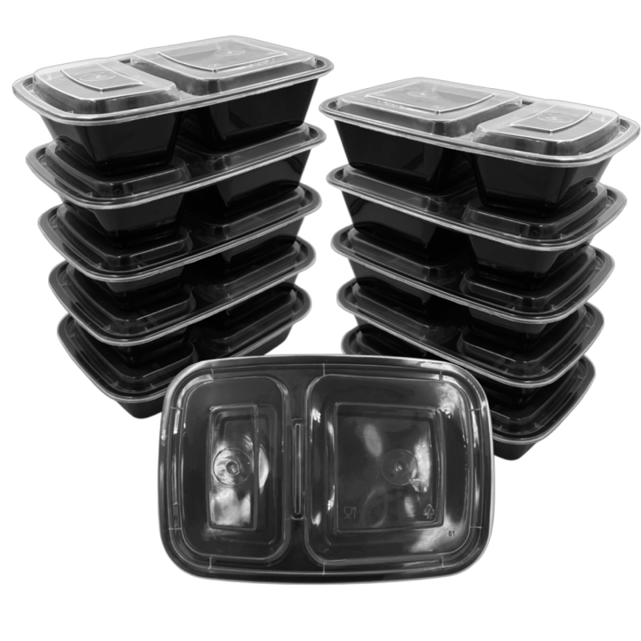 [Ready Stock SG] [50sets] 2 Compartment Disposable Plastic Lunch Box ...