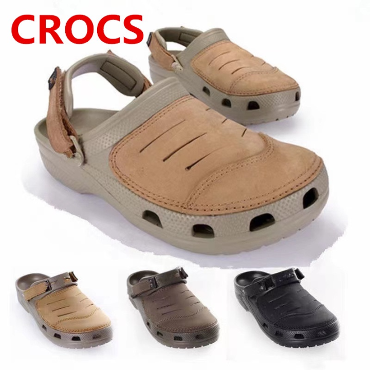 Crocs Mens Yukon Clog Half leather Outdoor Beach Recreation Beach ...