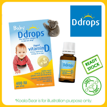 Baby Ddrops Liquid Vitamin D3 Drops 400IU per drop (90 Drops) Expiry: Jul 2026 - Koala Care | Lazada