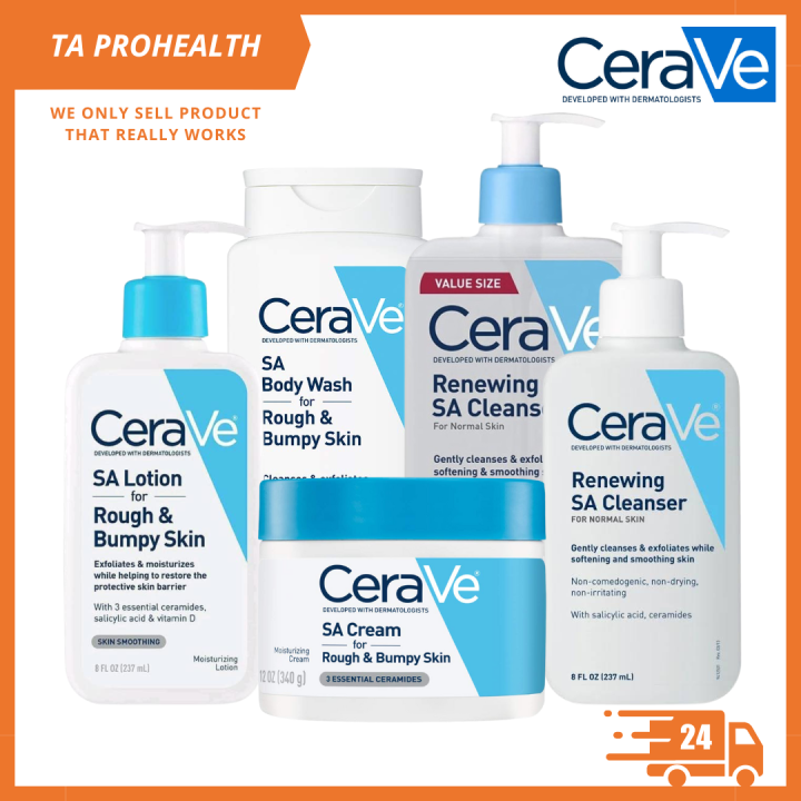 CeraVe Renewing SA Cleanser / SA Lotion / SA Body Wash / SA Cream | Lazada