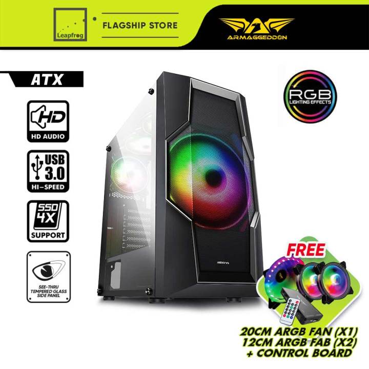 Armaggeddon AERO VII ATX Gaming PC Case with Tempered Glass Side Panel ...