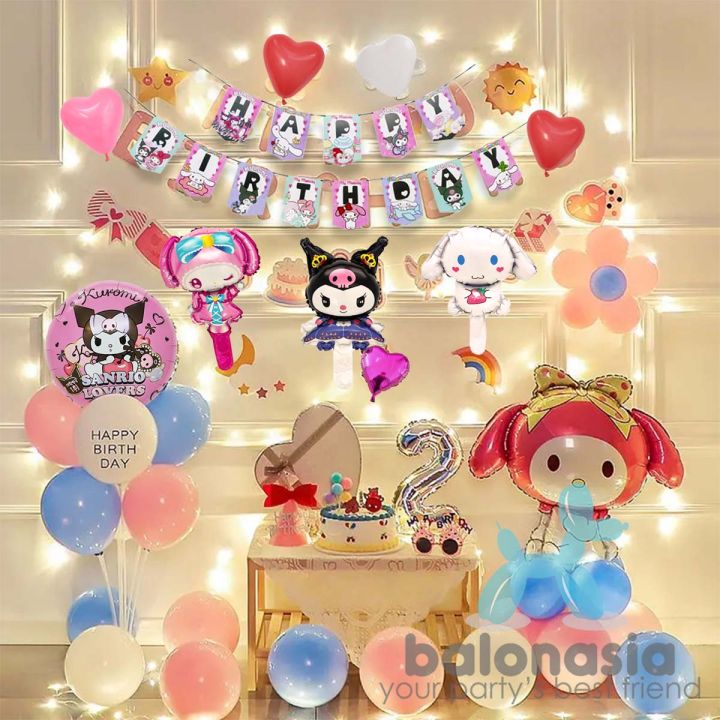 Dekorasi paket ulang tahun MELODY sanrio kuromi banner kuromi LED ...