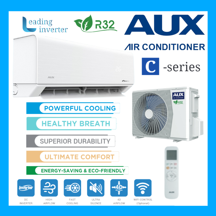 AUX R32 Inverter C-Series Wall Mounted Aircond 1.0HP - 2.5HP | Lazada