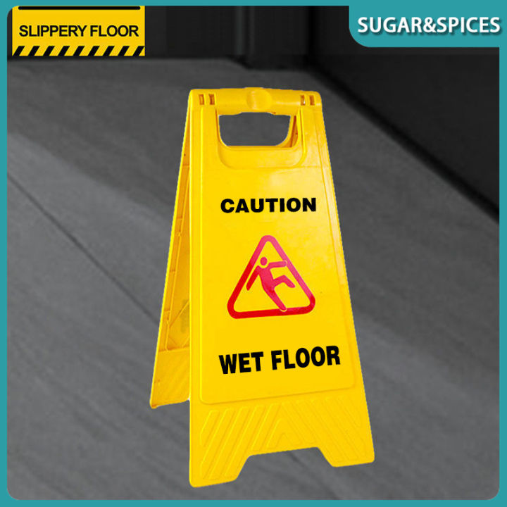 Caution Wet Floor Sign Foldable Yellow Warning Floor Stand Double Sided