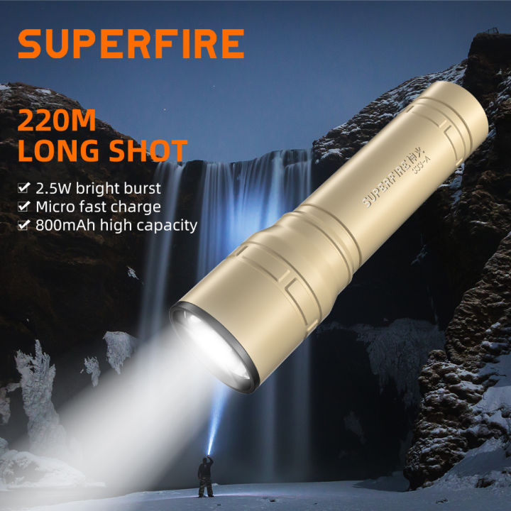 SUPERFIRE S33-A torch light powerful 2000 Lumens super bright LED Mini flashlight 85g waterproof ...