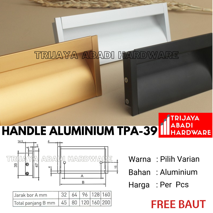 Handle TPA-39 32MM - Tarikan Aluminium Pintu Kabinet Huben | Lazada ...