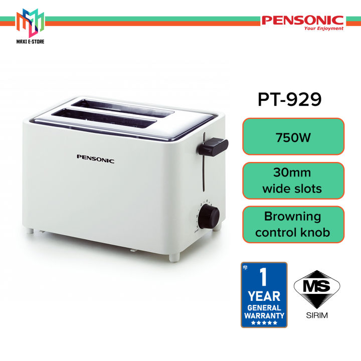 Pensonic PT-929 Pop-up Toaster 2 Slice with browning control knob 750W ...
