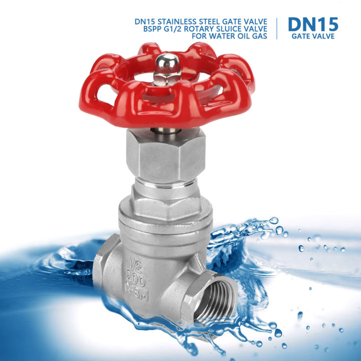 Akozon G1/2 Gate Valve Stainless Steel Heavy Duty Two-Way Direction ...