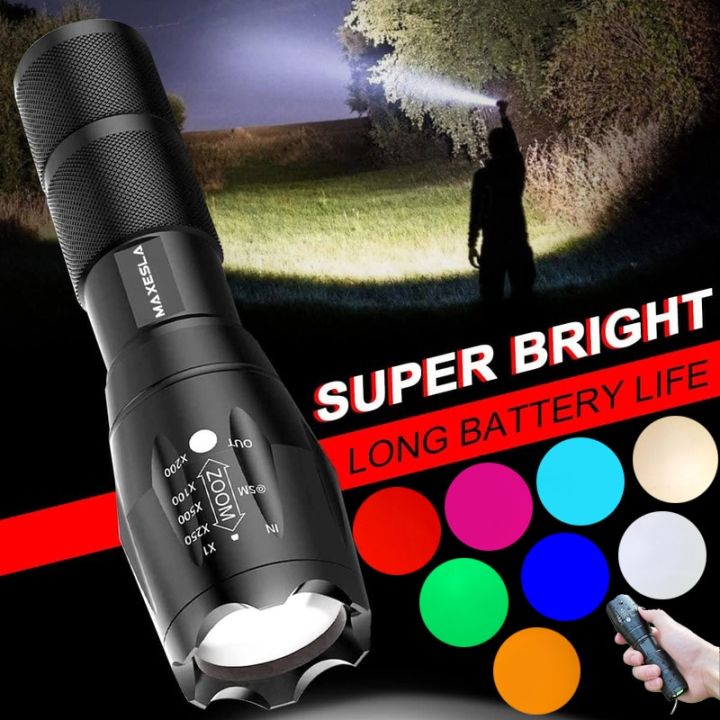 Colorful light Rgb flashlight 18650 rechargeable battery light bulb ...